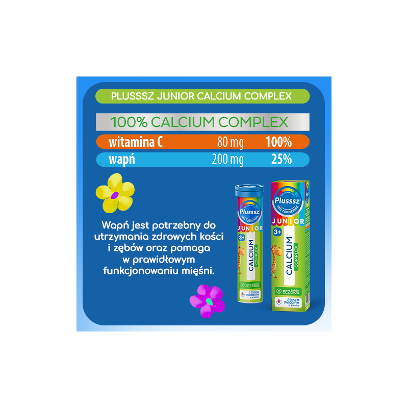 Plusssz Junior Calcium Complex 20 tabl • cena | opinie • AptekaPrima